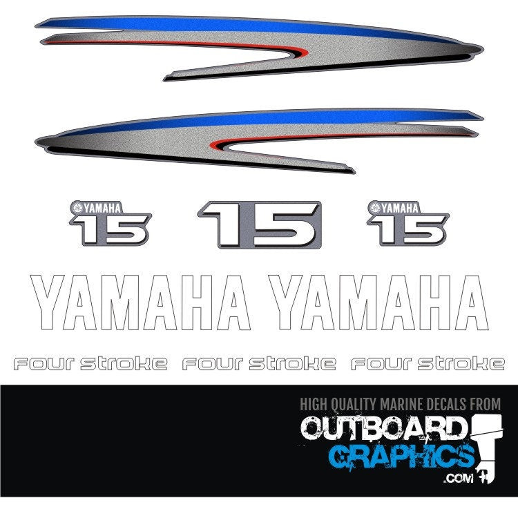 Yamaha 15hp four stroke outboard engine decals/sticker kit– Outboard ...