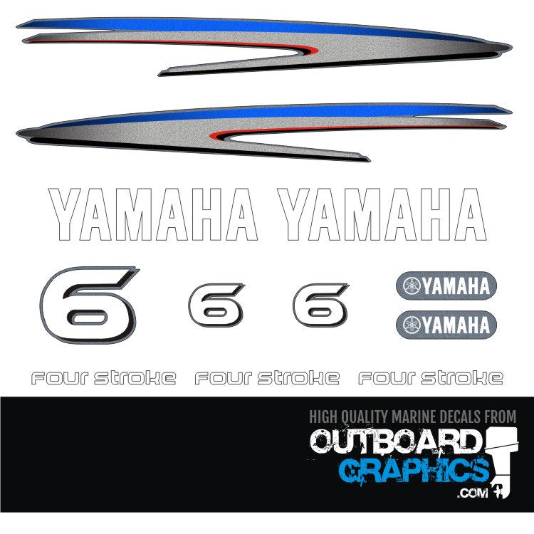 Yamaha 6hp four stroke outboard engine decals/sticker kit– Outboard ...