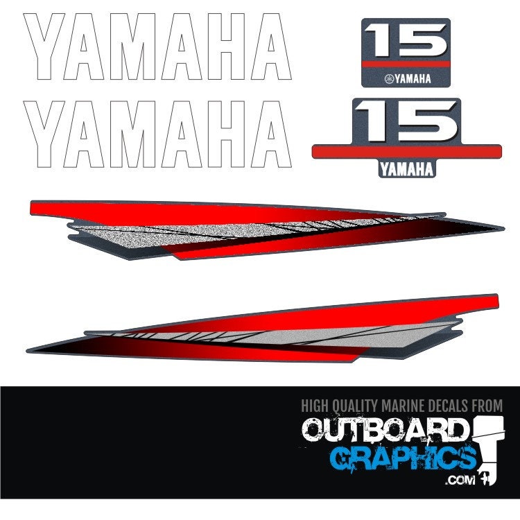 Yamaha 15hp two stroke outboard engine decals/sticker kit– Outboard ...