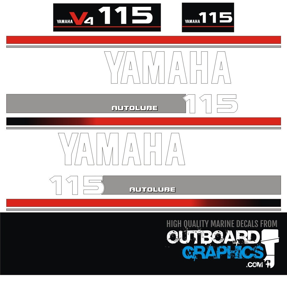 Yamaha 115hp V4 two stroke outboard engine decals/sticker kit– Outboard ...