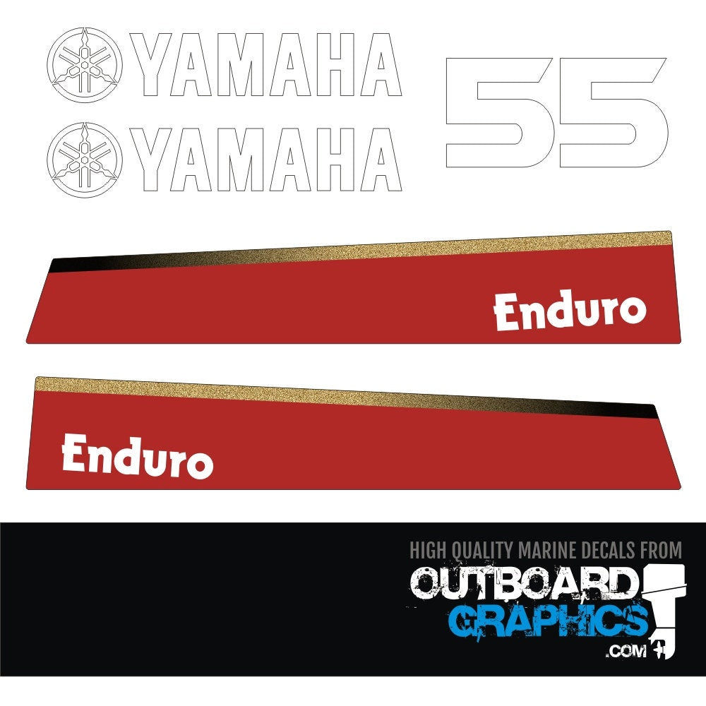 Yamaha 55hp Enduro outboard engine decals/sticker kit– Outboard Graphics