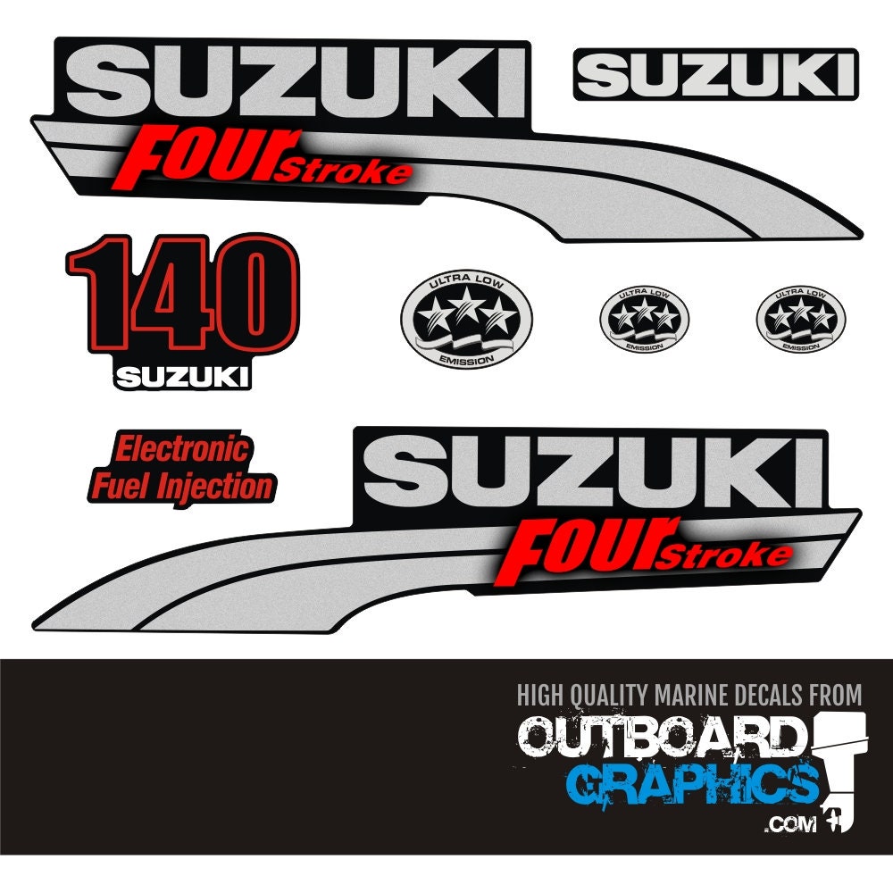 Suzuki DF140 140hp four stroke outboard engine decals/sticker kit ...