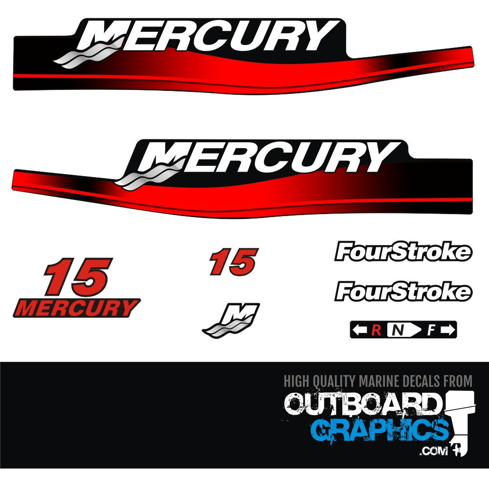 Mercury 15hp four stroke outboard decals/sticker kit– Outboard Graphics