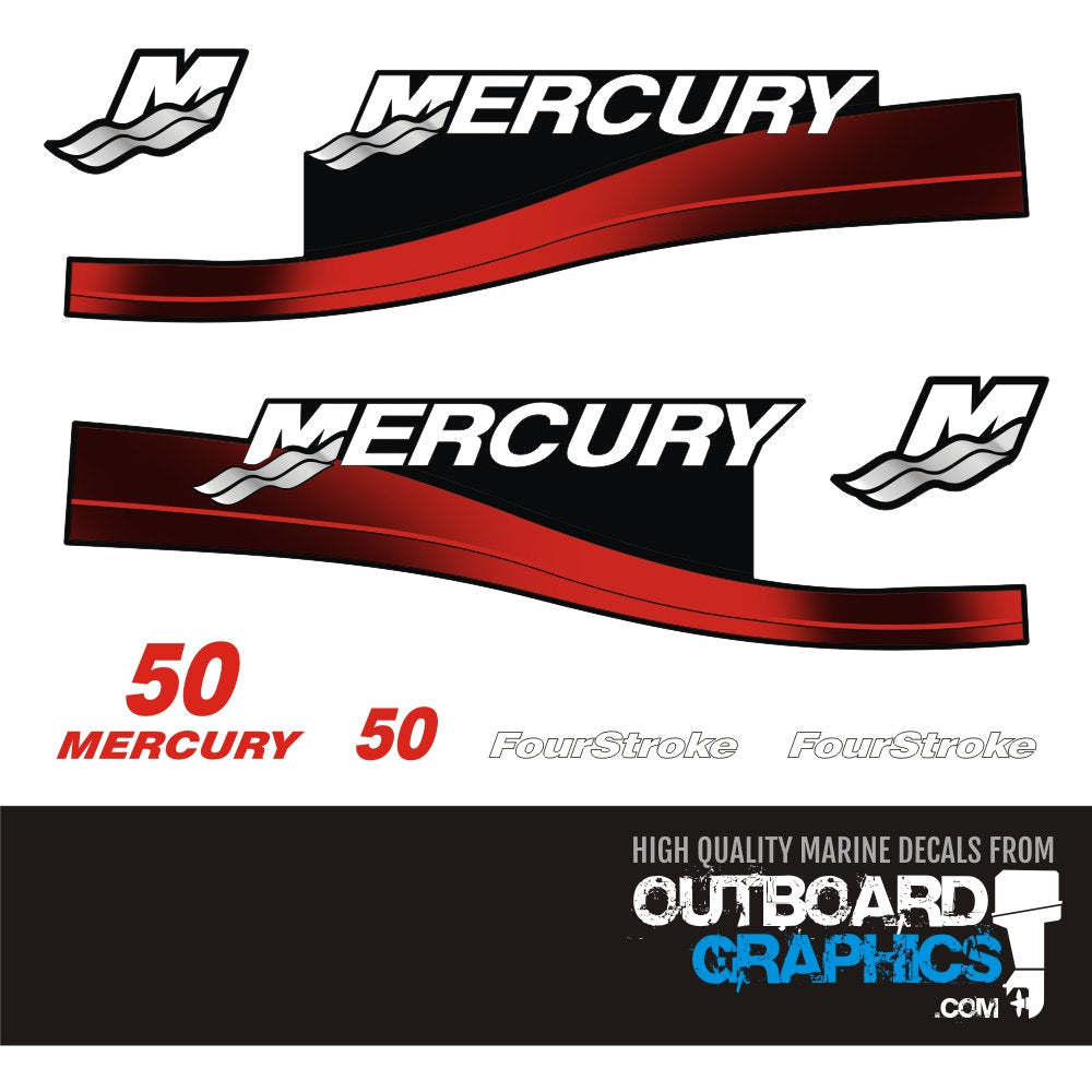 Mercury 50hp four stroke outboard decals/sticker kit– Outboard Graphics