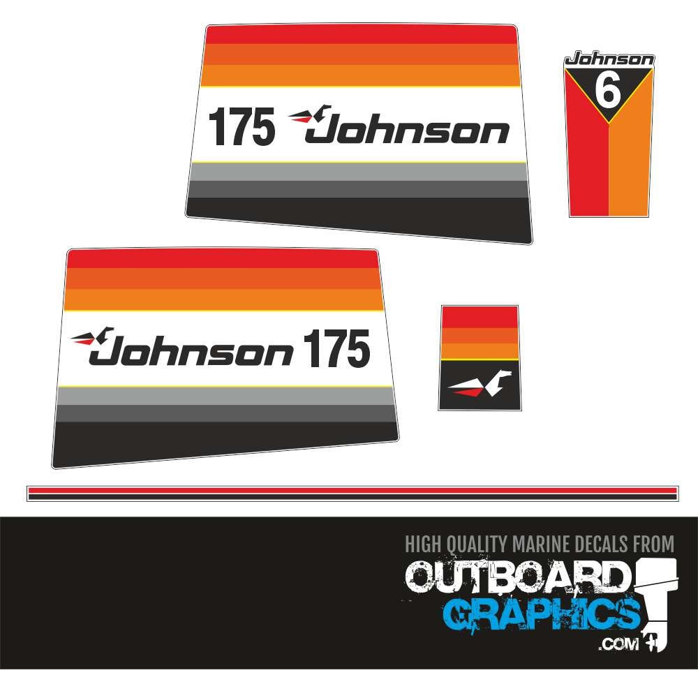 Johnson 175hp 2 stroke outboard engine decals/sticker kit (1977 ...