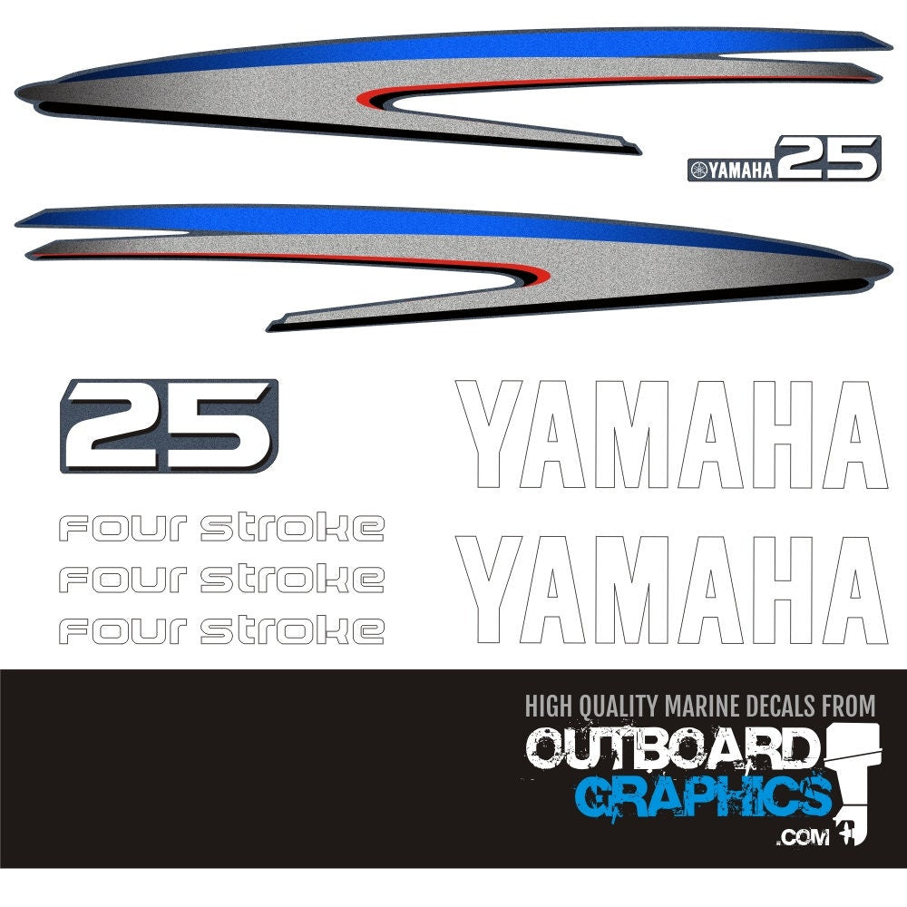 Yamaha 25hp four stroke outboard engine decals/sticker kit– Outboard ...