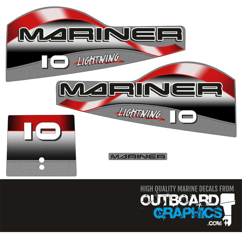 Mariner 10hp Lightning outboard decals/sticker kit– Outboard Graphics