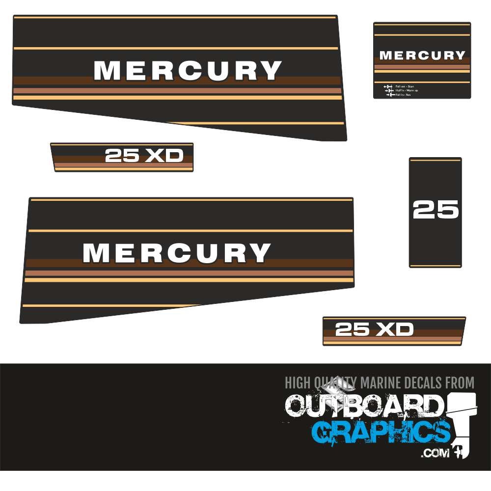 Mercury 25hp XD outboard decals/sticker kit– Outboard Graphics
