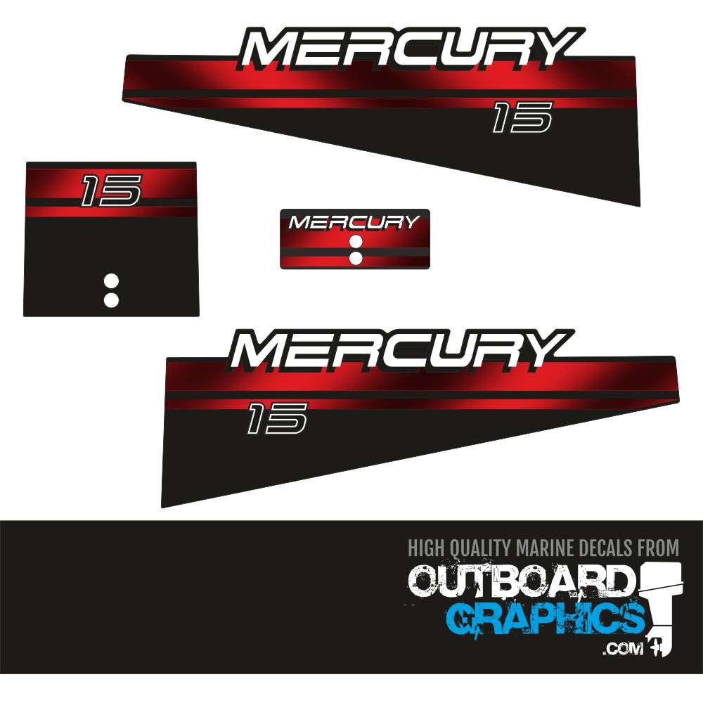 Mercury 15hp 2 stroke outboard decals/sticker kit (1996)– Outboard Graphics