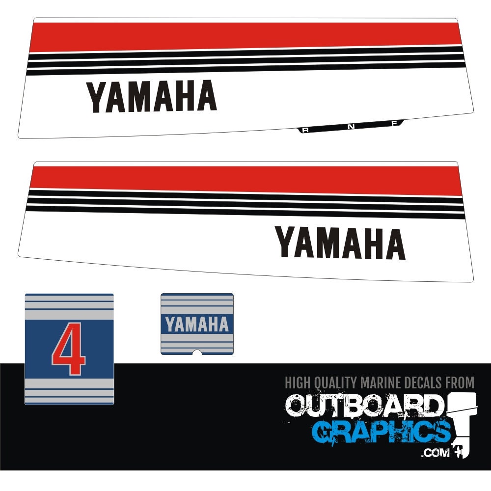 Yamaha 4hp 2 stroke outboard engine decals/sticker kit (early 80's ...