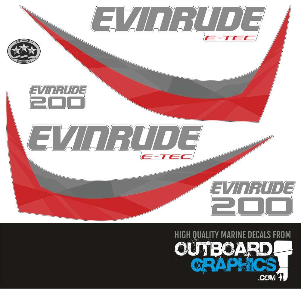 Evinrude 200hp ETEC / E-TEC outboard engine decals - 2015 60º small bl ...