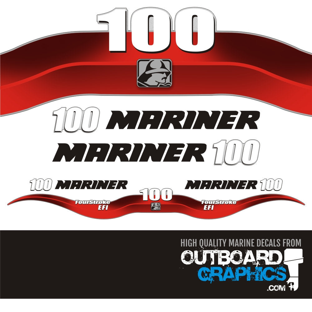 Mariner 100hp 4 stroke EFI outboard decals/sticker kit– Outboard Graphics
