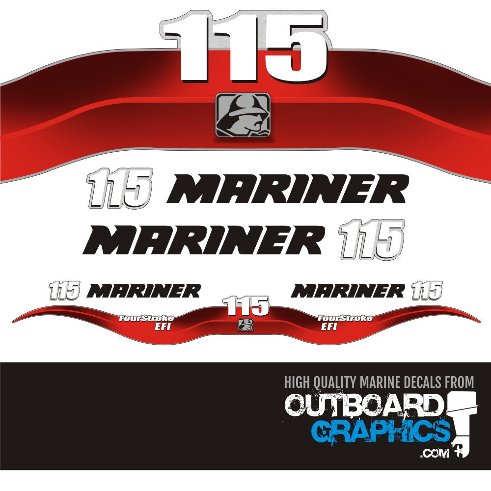 Mariner 115hp 4 stroke EFI outboard decals/sticker kit– Outboard Graphics