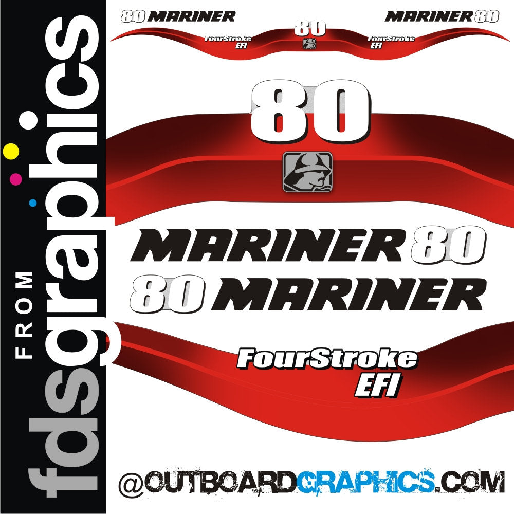 Mariner 80hp 4 stroke EFI outboard decals/sticker kit– Outboard Graphics