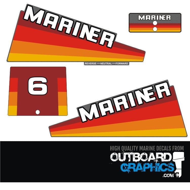 Mariner 6hp rainbow outboard engine decals/sticker kit– Outboard Graphics