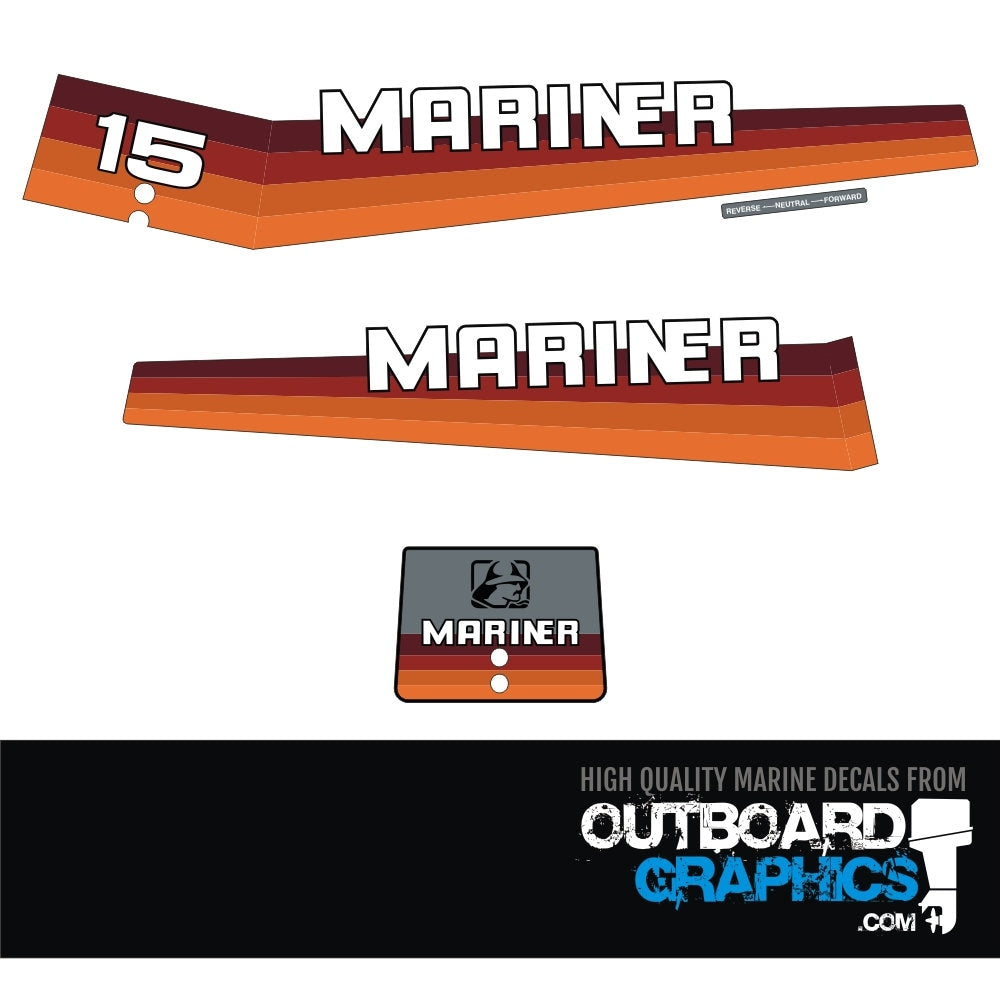 Mariner 15hp rainbow outboard engine decals/sticker kit– Outboard Graphics