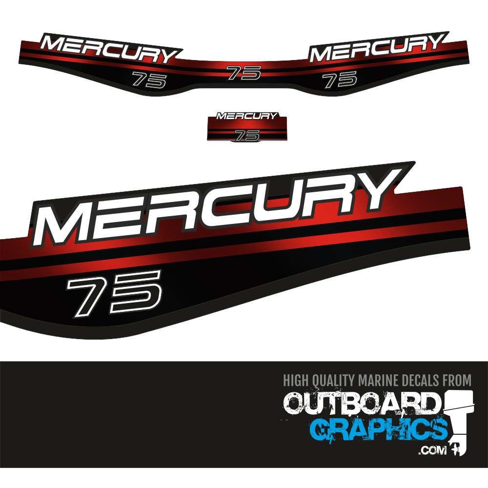 Mercury 75hp two stroke outboard decals/sticker kit (1996 - 1998 ...