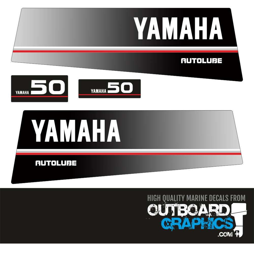 Yamaha 50hp autolube outboard engine decals/sticker kit – black ...