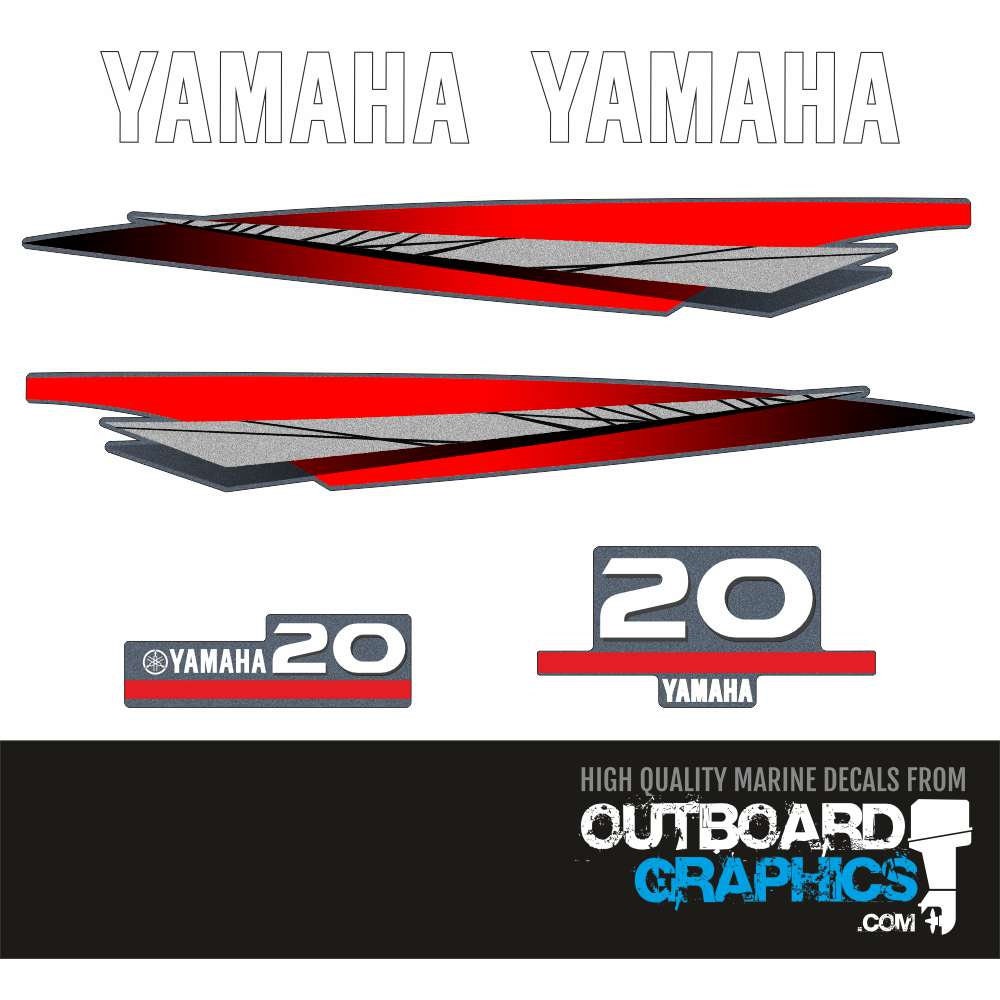Yamaha 20hp two stroke outboard engine decals/sticker kit– Outboard ...