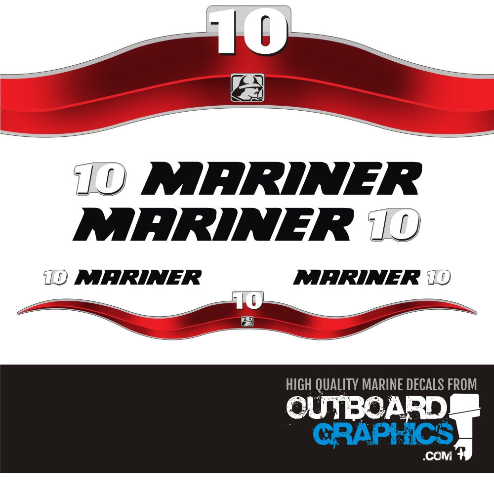Mariner 10hp 2 stroke outboard engine decals/sticker kit– Outboard Graphics