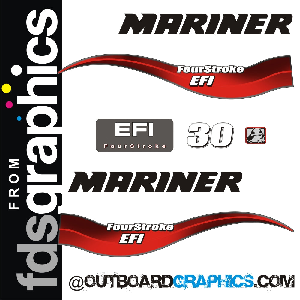 Mariner 30hp 4 stroke EFI outboard sticker/decal kit– Outboard Graphics