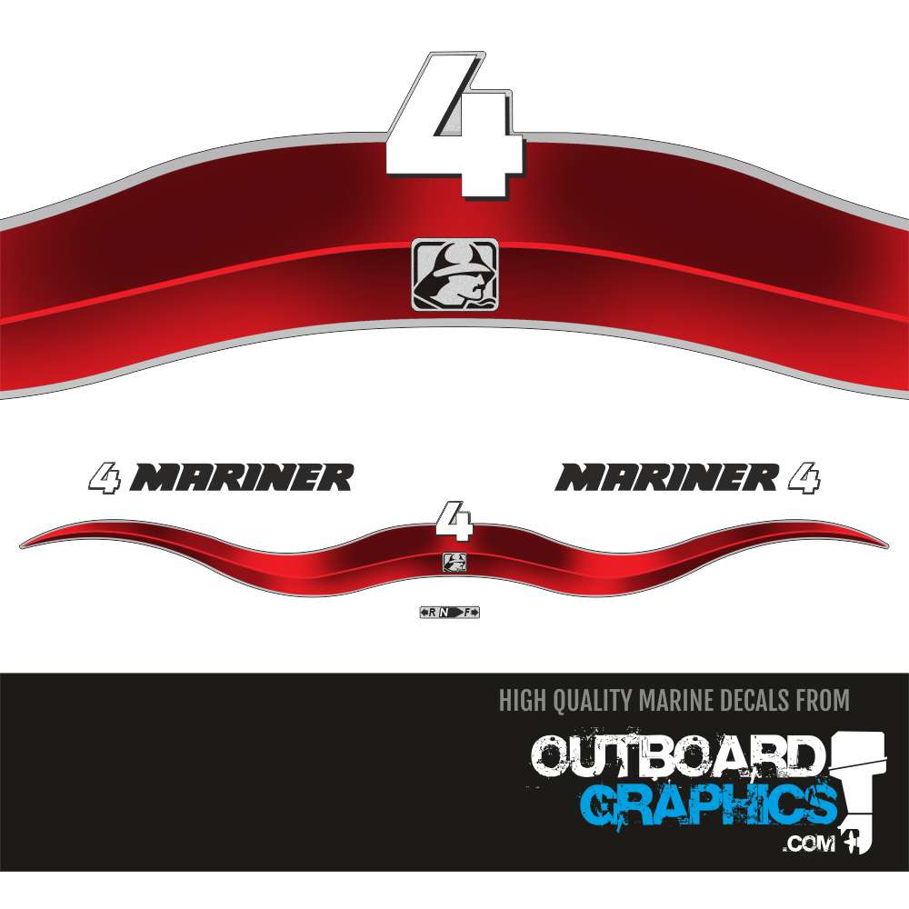 Mariner 4hp 2 stroke outboard decals/sticker kit– Outboard Graphics