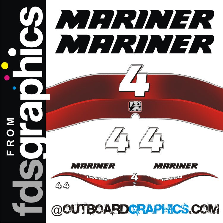 Mariner 4hp 4 stroke outboard decals/sticker kit– Outboard Graphics