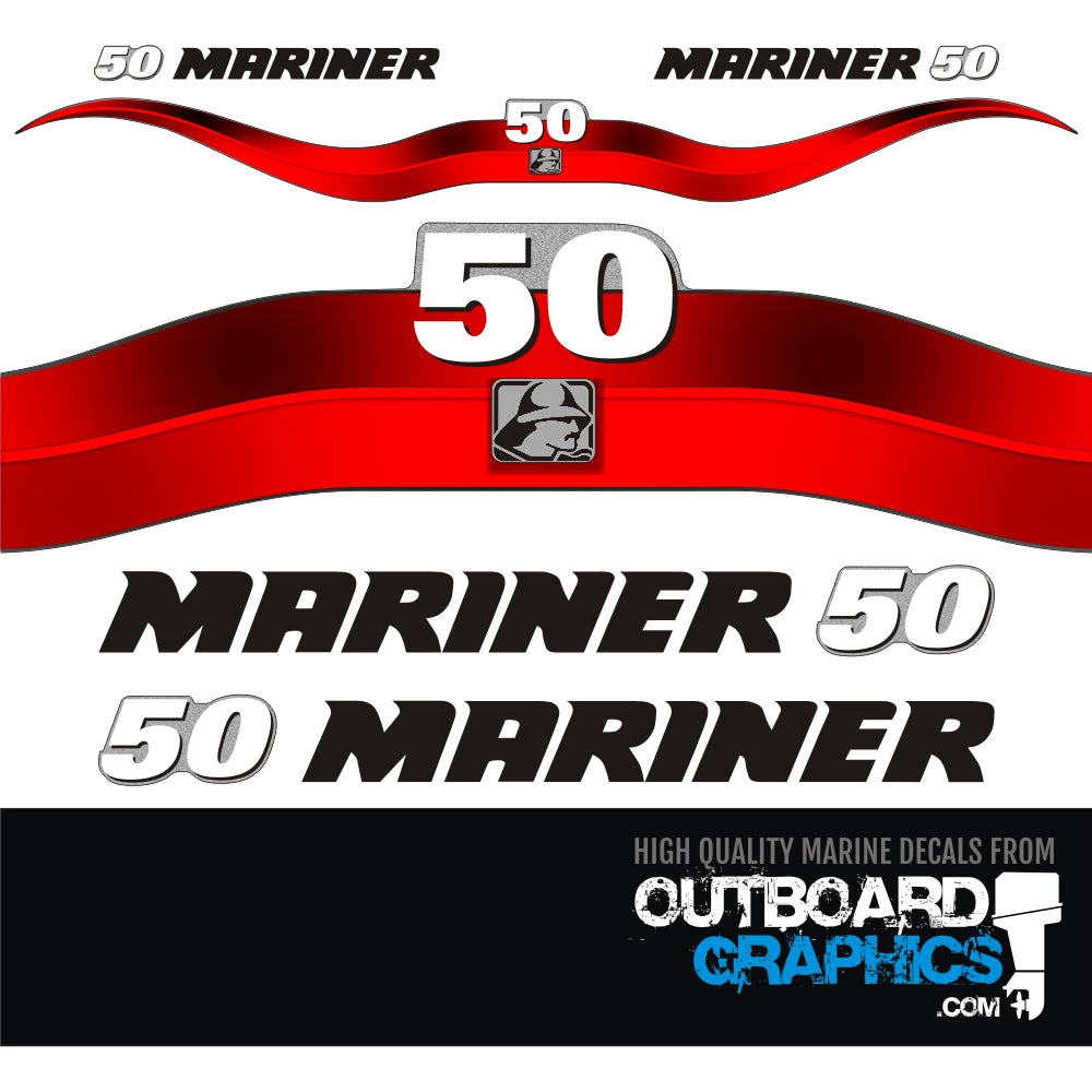 Mariner 50hp 2 stroke outboard decals/sticker kit– Outboard Graphics