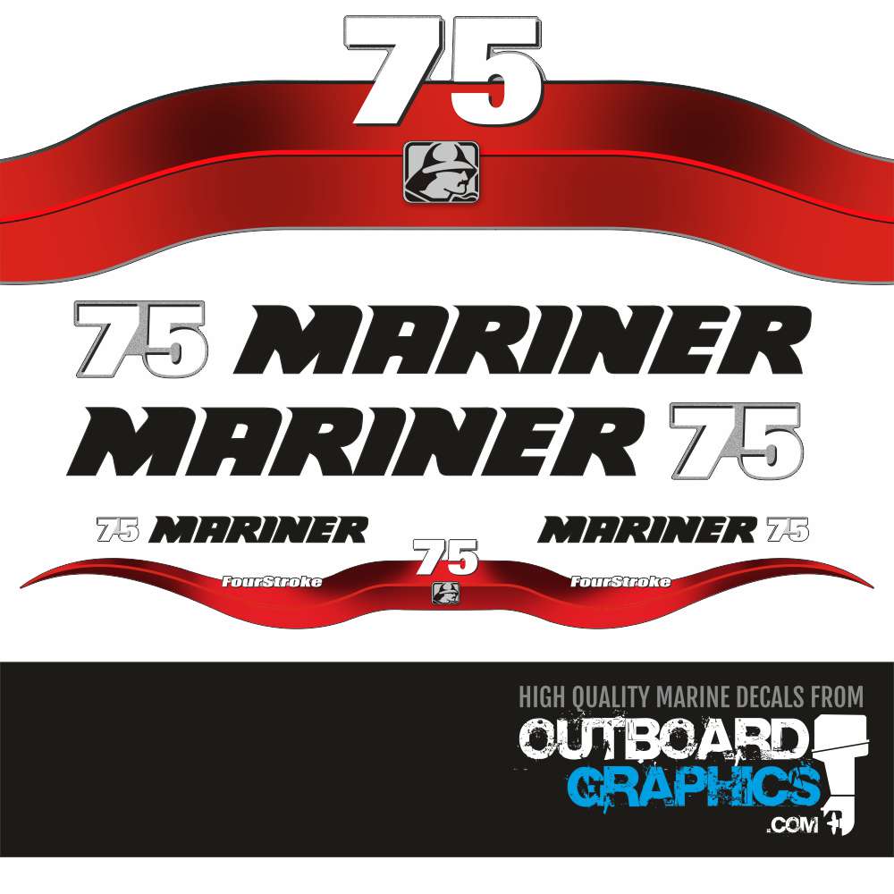 Mariner 75hp 4 stroke outboard decals/sticker kit– Outboard Graphics
