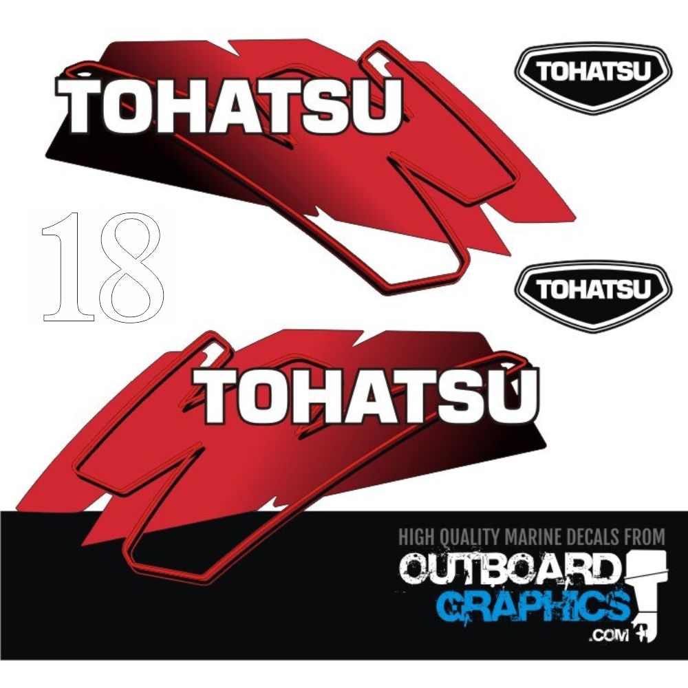Tohatsu 18hp 2 stroke outboard engine decals/sticker kit– Outboard Graphics