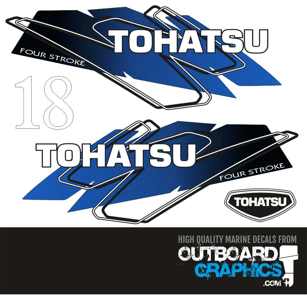 Tohatsu 18hp 4 stroke outboard engine decals/sticker kit– Outboard Graphics